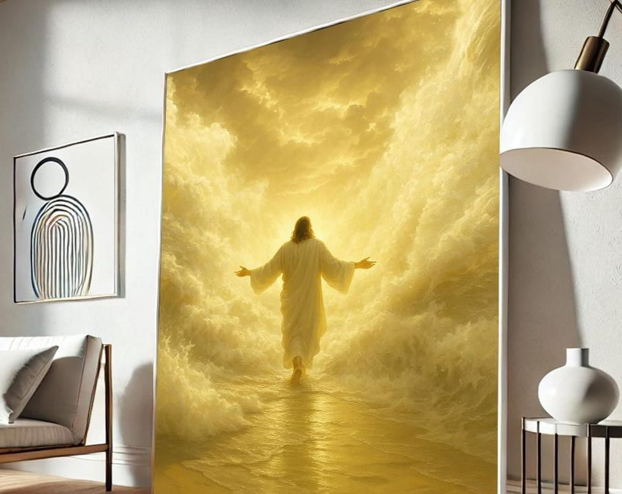 Miluva Golden Jesus Print, Christian Wall Art, Spiritual Heaven Light ...