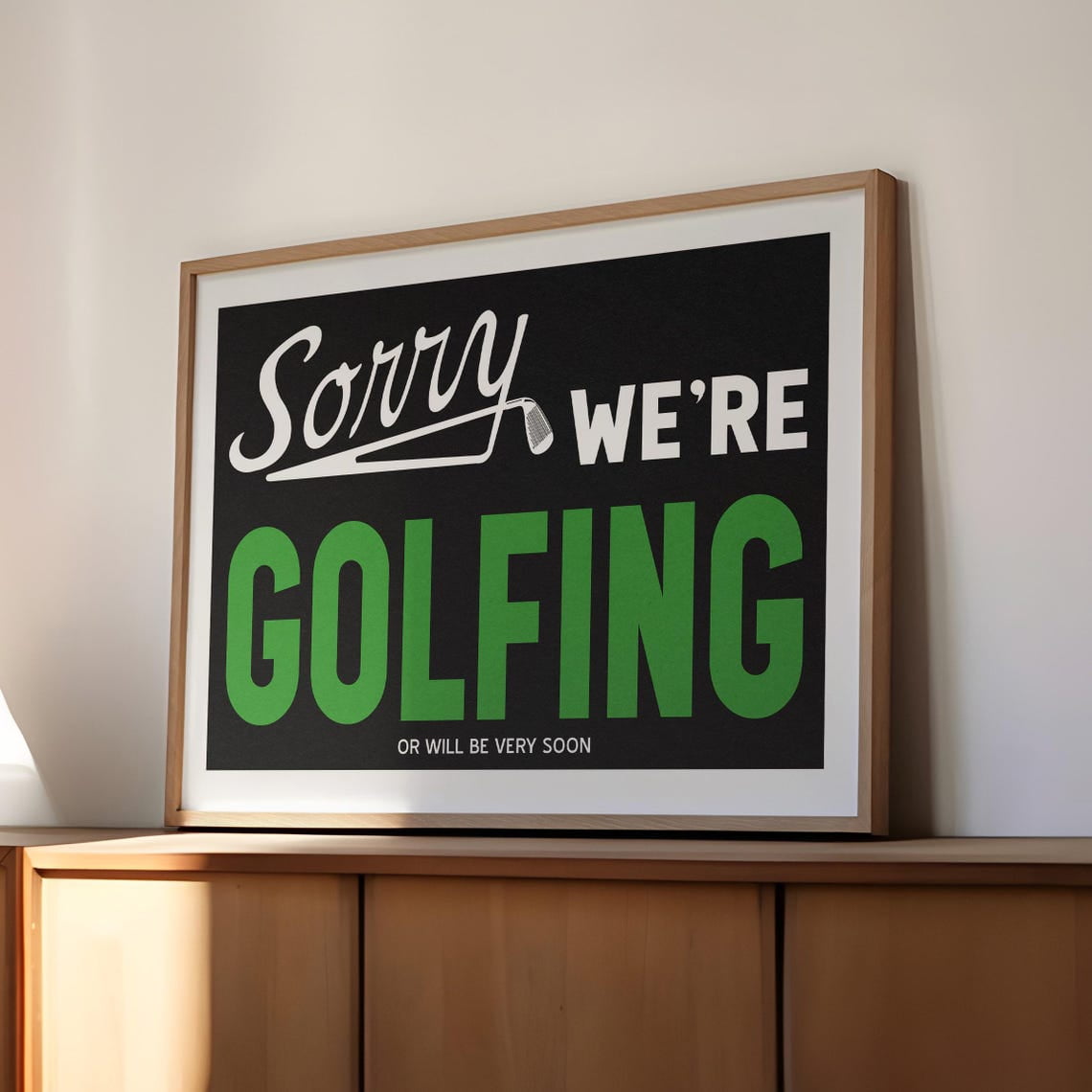 Miluva Golf Print Black Background White Lettering Sorry Golfing Wall ...