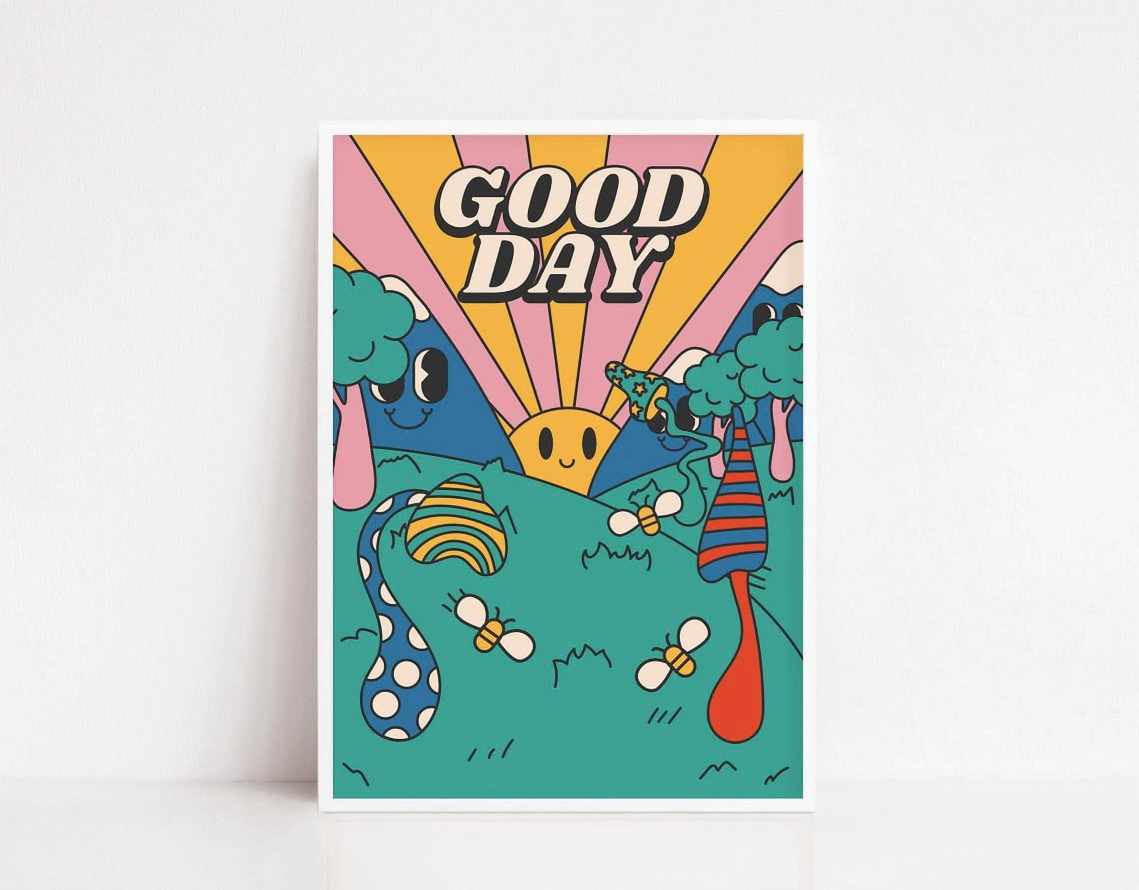 Miluva Good Day Aesthetic Poster Trippy Sunshine Wall Art, Retro ...