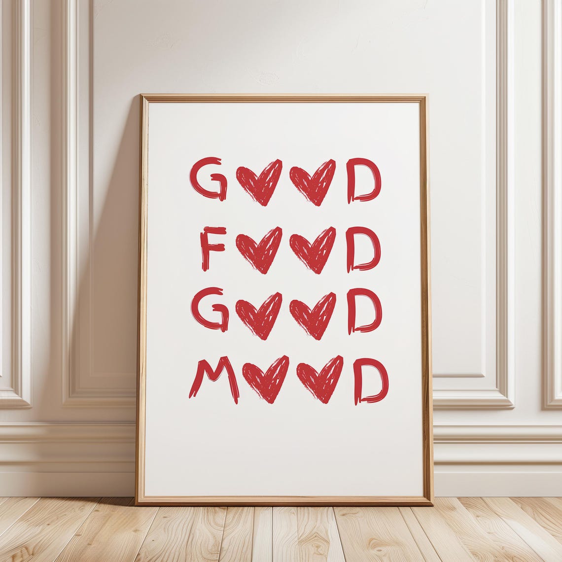 Miluva Good Mood Poster, Minimalist Red Heart Wall Art, Positive Preppy ...