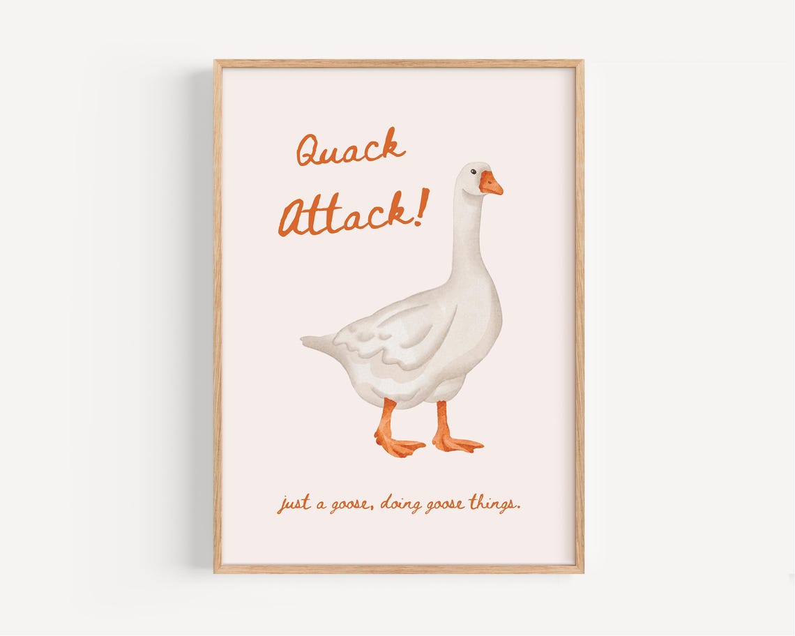Miluva Goose Wall Art Print Quack Attack Poster Playful Farmhouse Decor ...