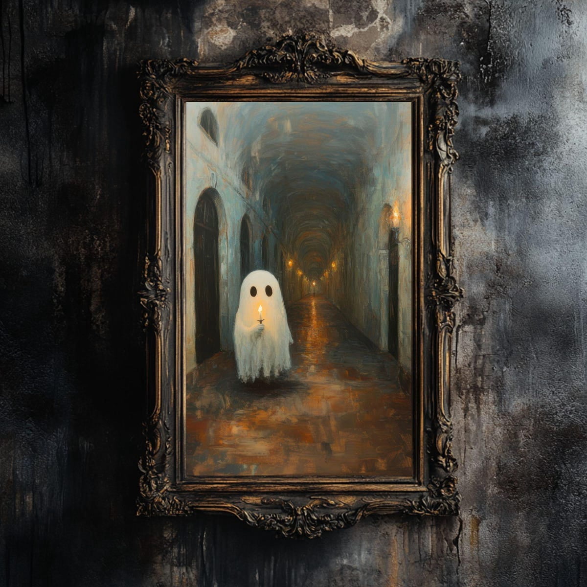 Miluva Gothic ghost holding candle artwork vintage ghost wall art dark ...