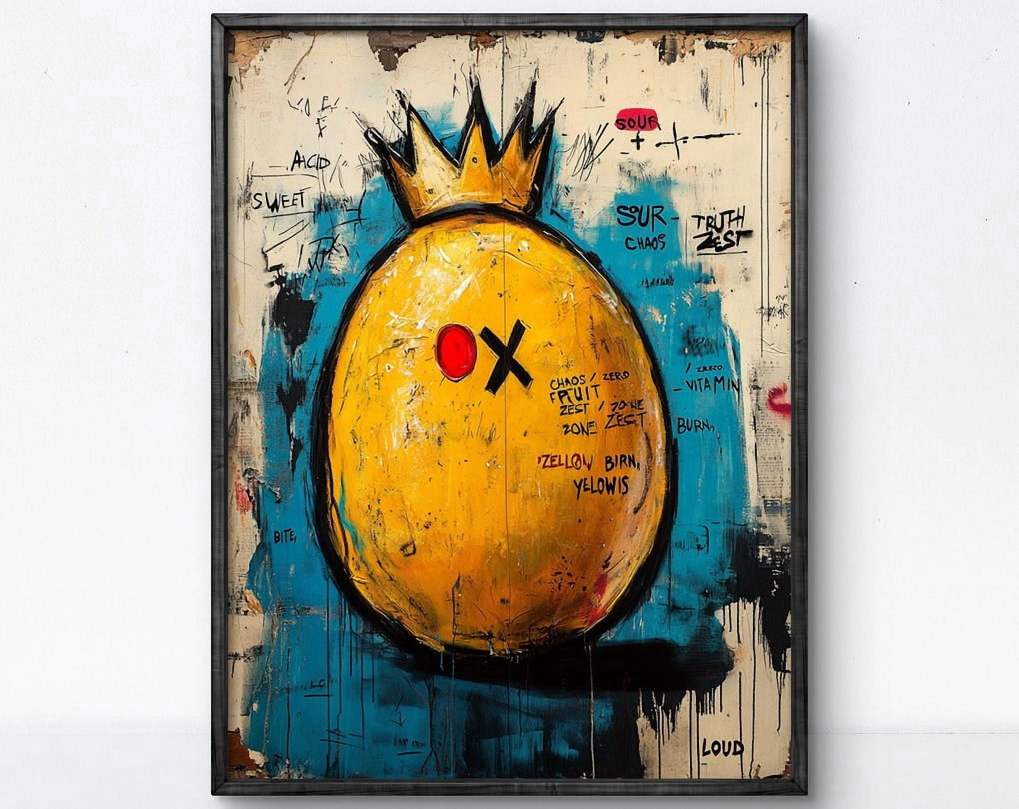 Miluva Graffiti Art Poster Crowned Lemon Bold Street Art Print, Sour ...