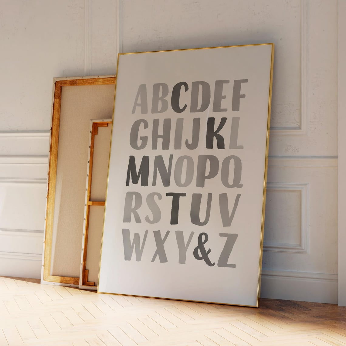Miluva Gray Alphabet Poster, Educational Poster, Nursery Wall Decor ...