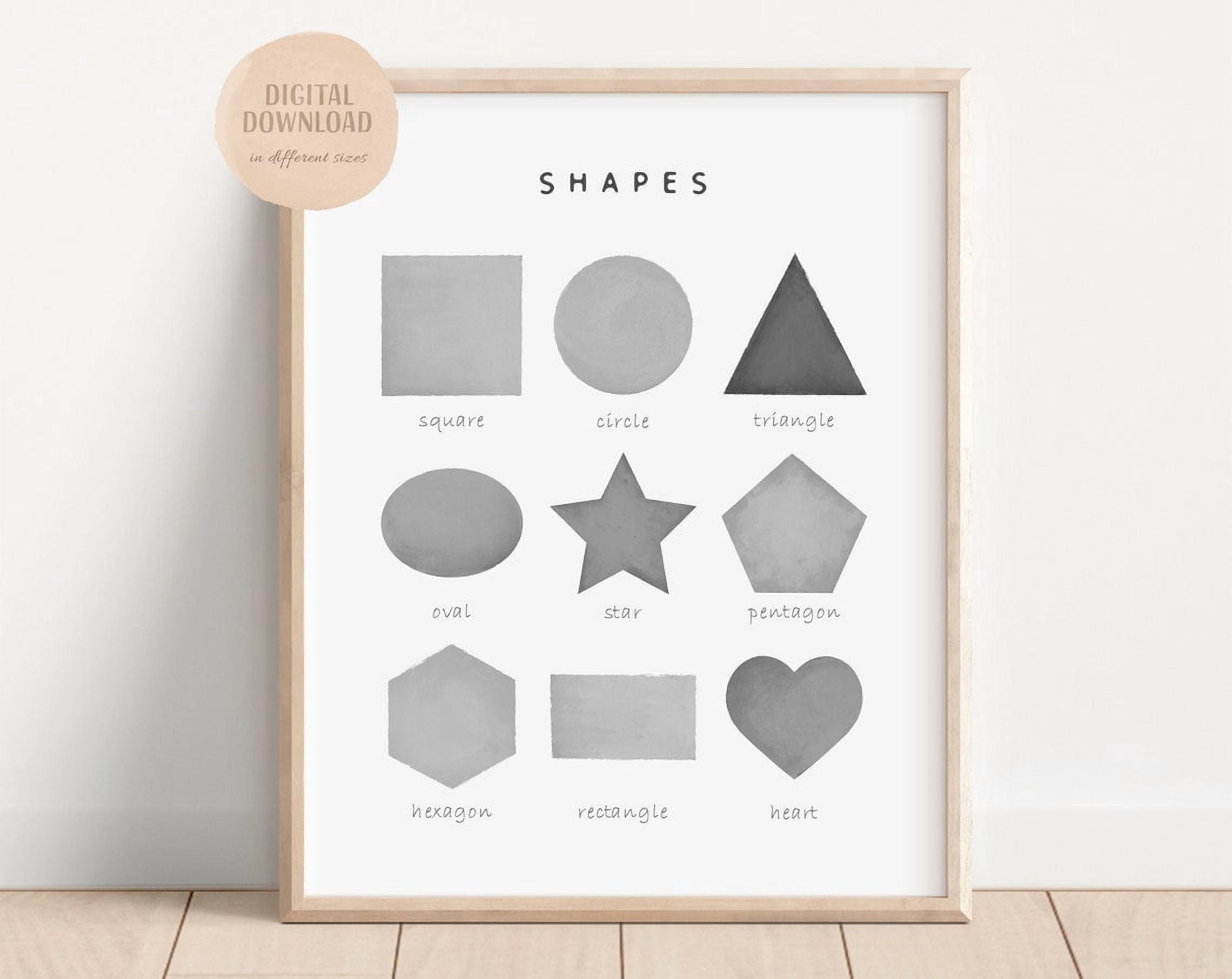 Miluva Gray Shapes Print, Watercolour Shapes Print, Nursery Wall Art ...
