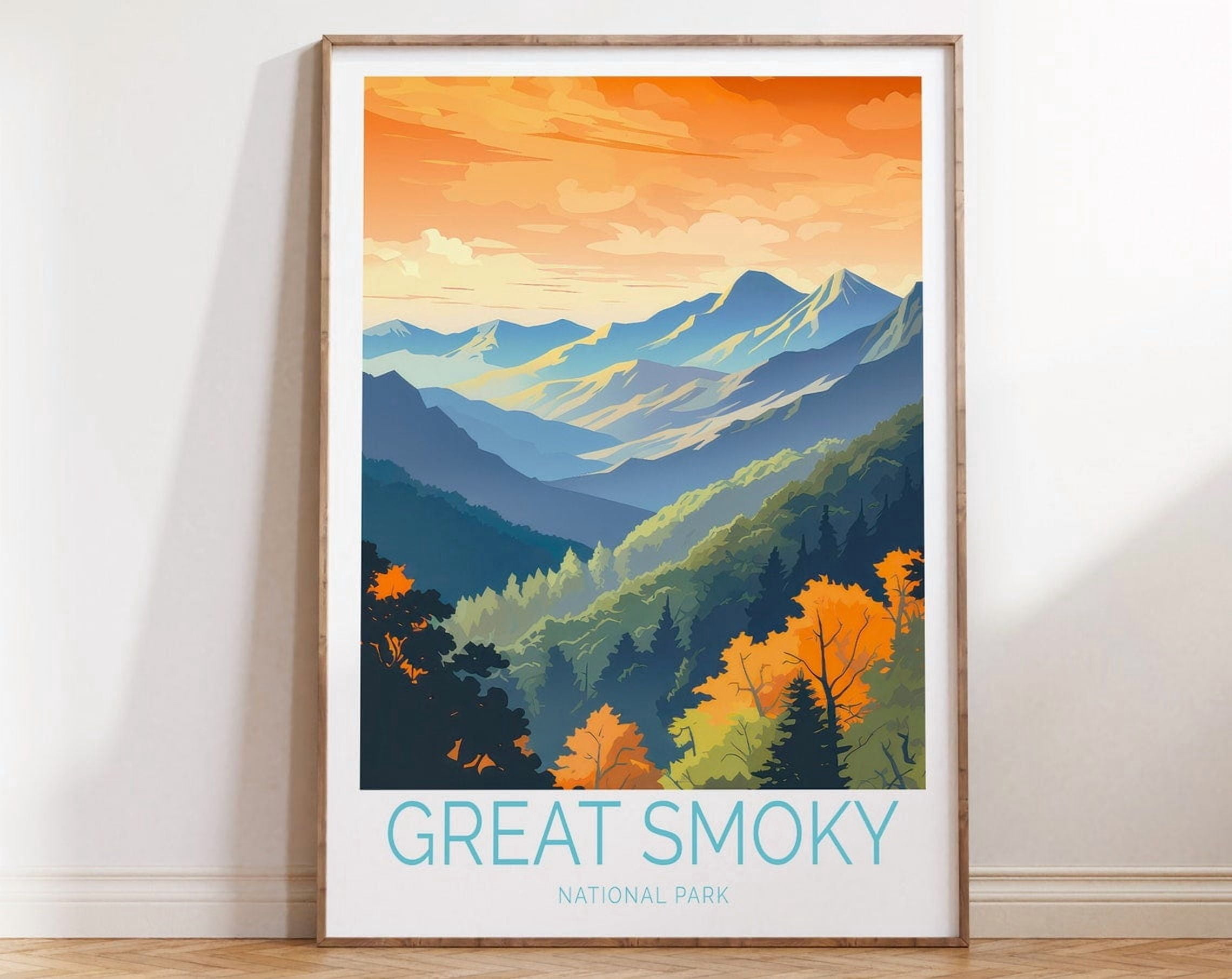 Miluva Great Smoky Mountains National Park Travel Poster, Great Smoky ...