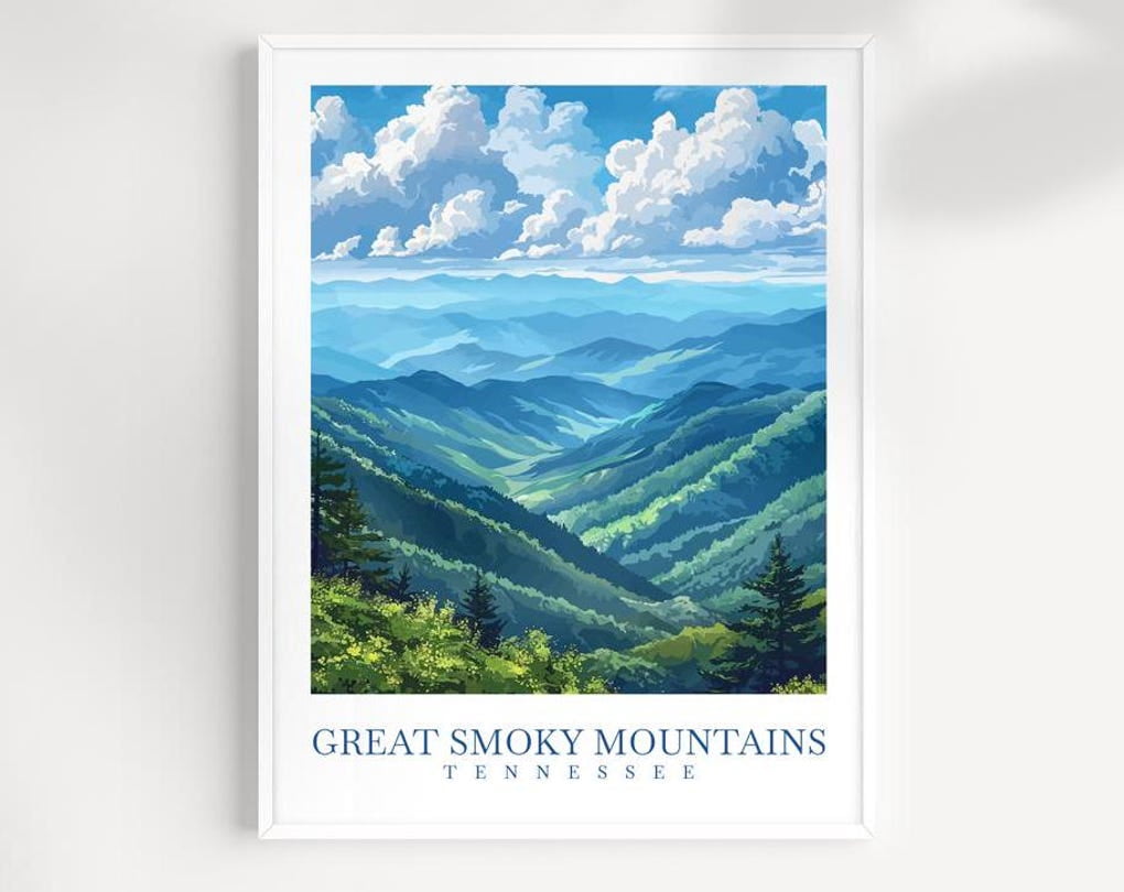 Miluva Great Smoky Mountains Tennessee Travel Print Wall Art ...
