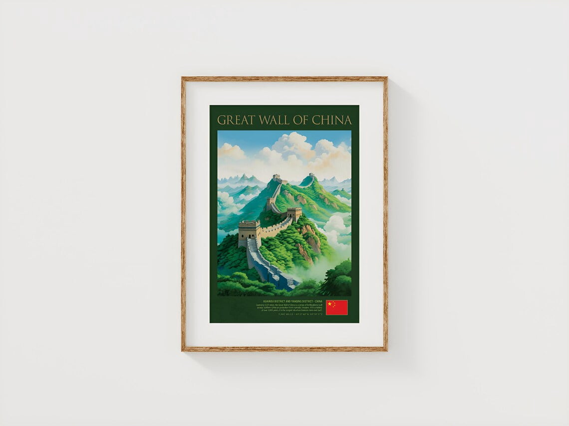 Miluva Great Wall Of China Poster Chinese Wall Art Vintage Travel Print ...