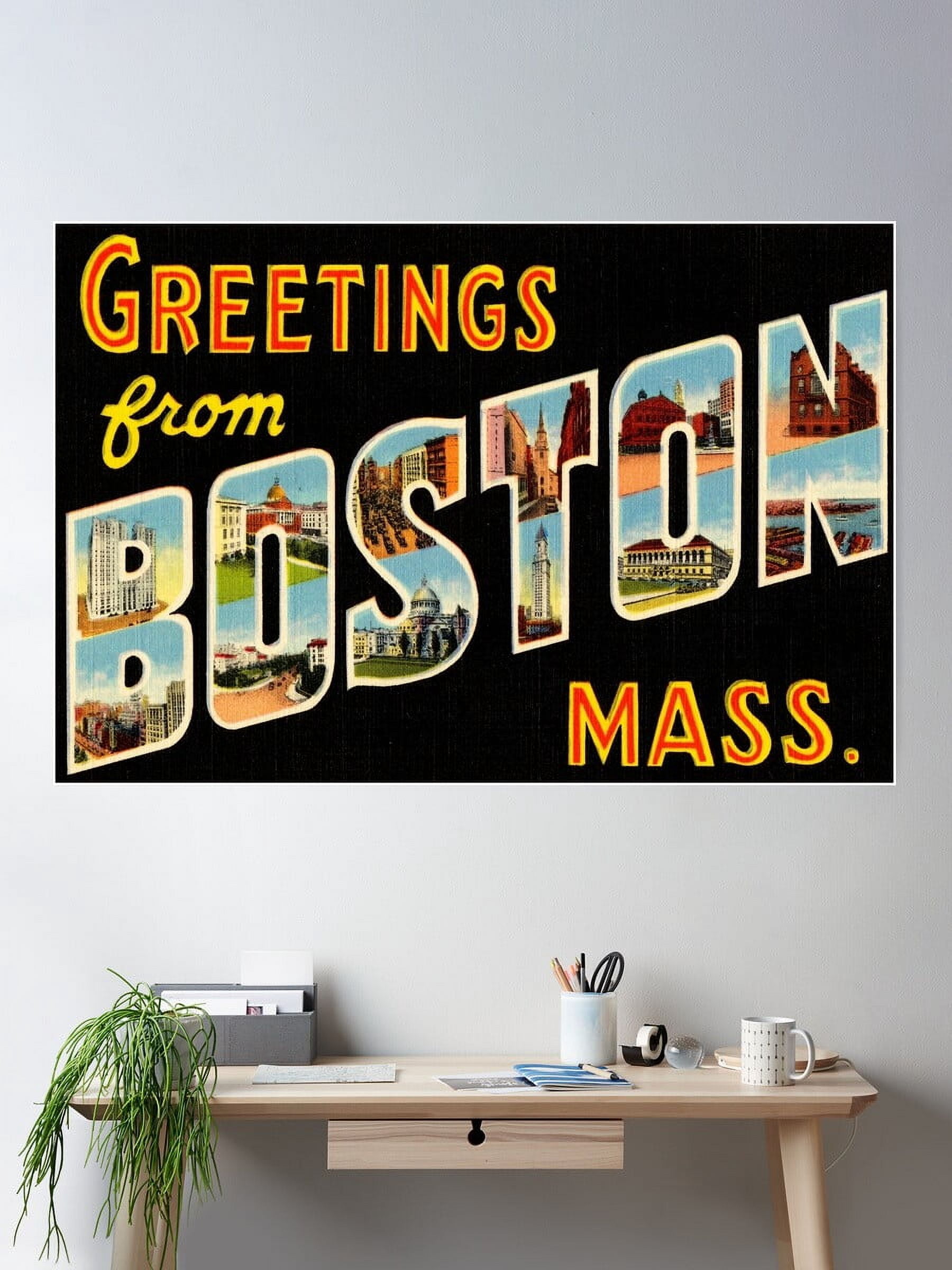 Miluva Greetings From Boston Mass Poster Wall Art, Modern Wall Decor ...