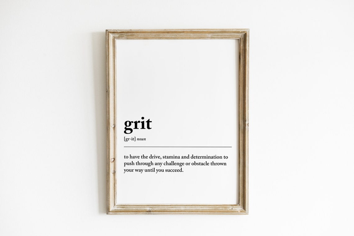 Miluva Grit Definition Print, Home Office Printable, Motivational Wall ...