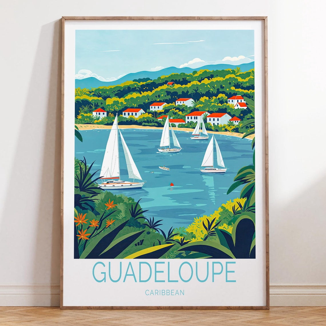 Miluva Guadeloupe Caribbean Poster, Caribbean Travel Wall Art ...