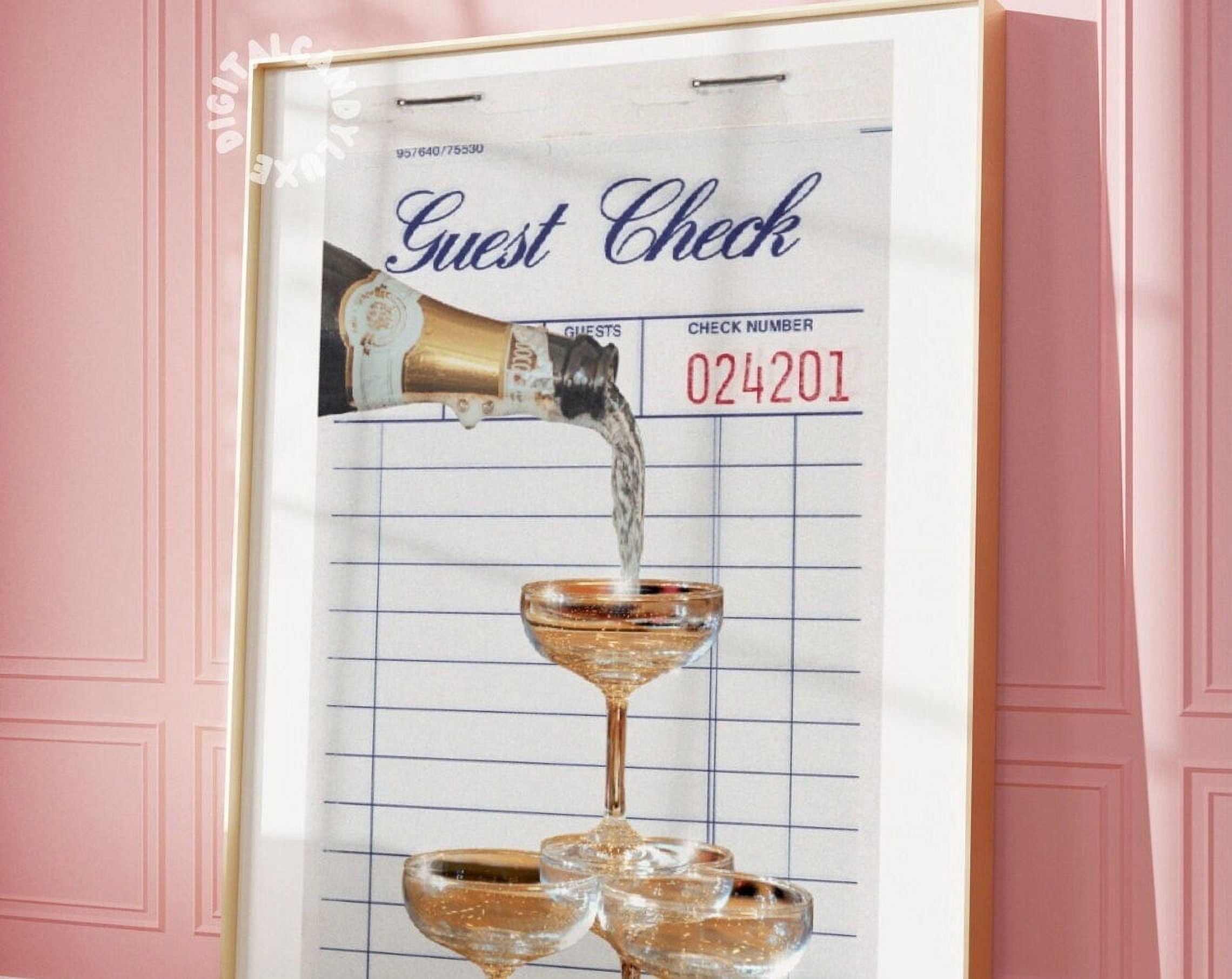 Miluva Guest Check Print Trendy Wall Art Prints Bar Cart Decor ...