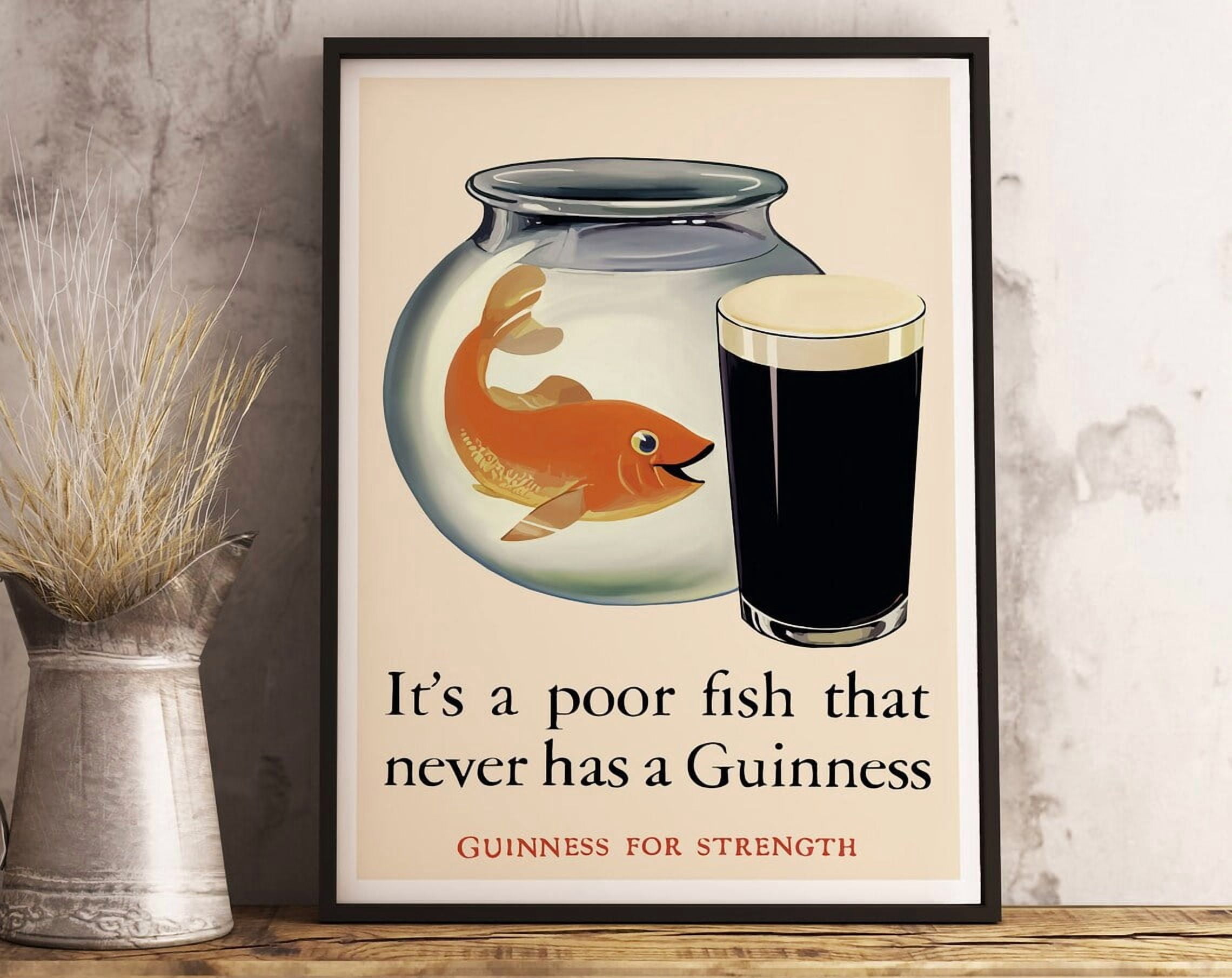 Miluva Guinness Poor Fish Poster - Vintage - Retro Printable Poster ...