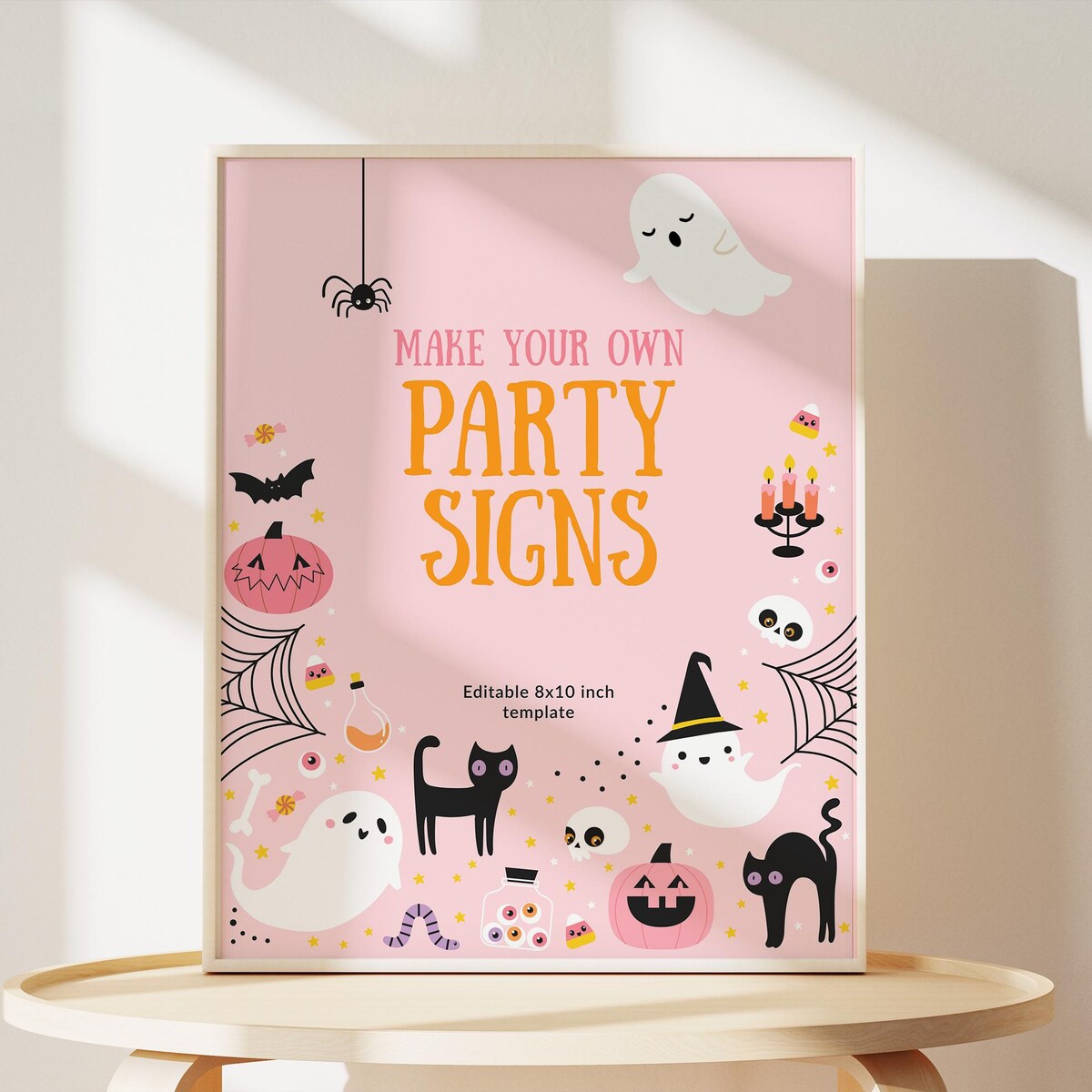 Miluva Halloween party signs – Pink spooky party sign template ...
