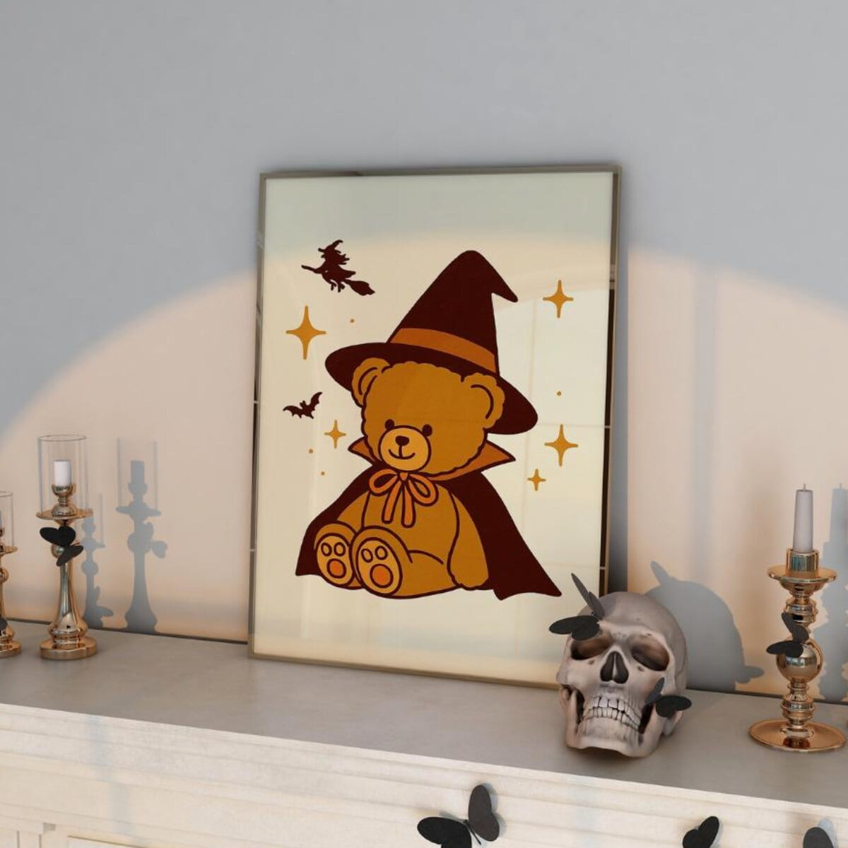 Miluva Halloween teddy bear witch print – Cute spooky wall art – Kids ...