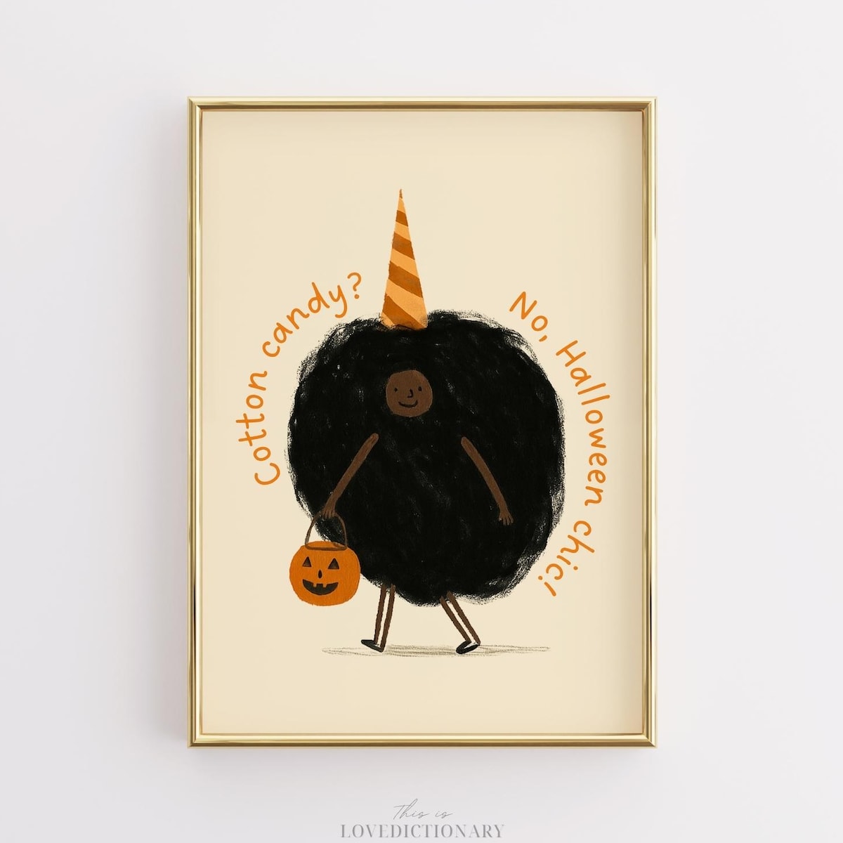 Miluva Halloween wall art – Cute black fluffy costume print – Pumpkin ...