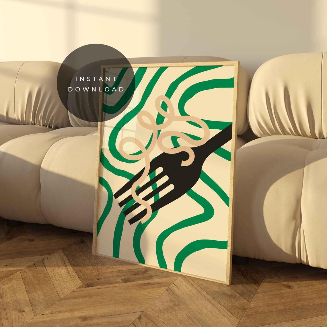 Miluva Hand Drawn Pasta Art Print, Retro Spaghetti Poster, Modern ...