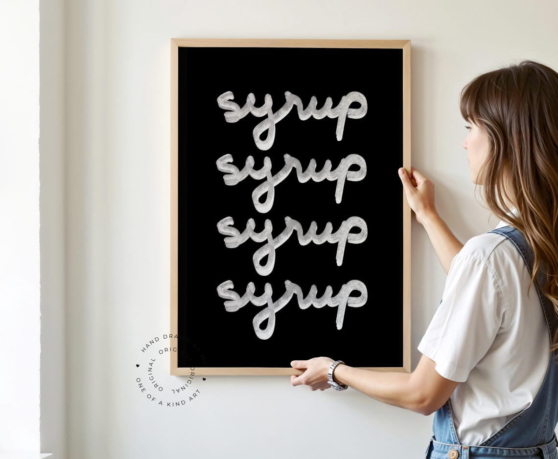 Miluva Hand Drawn Syrup, Printable Breakfast Food Poster, Brunch Wall ...