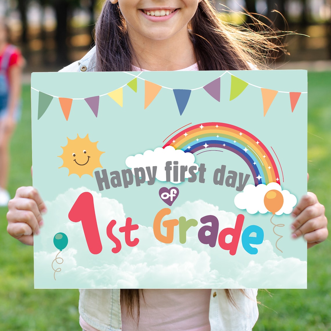 Miluva Happy First Day Of 1St Grade Sign, 1St Day Of Montessori Poster ...