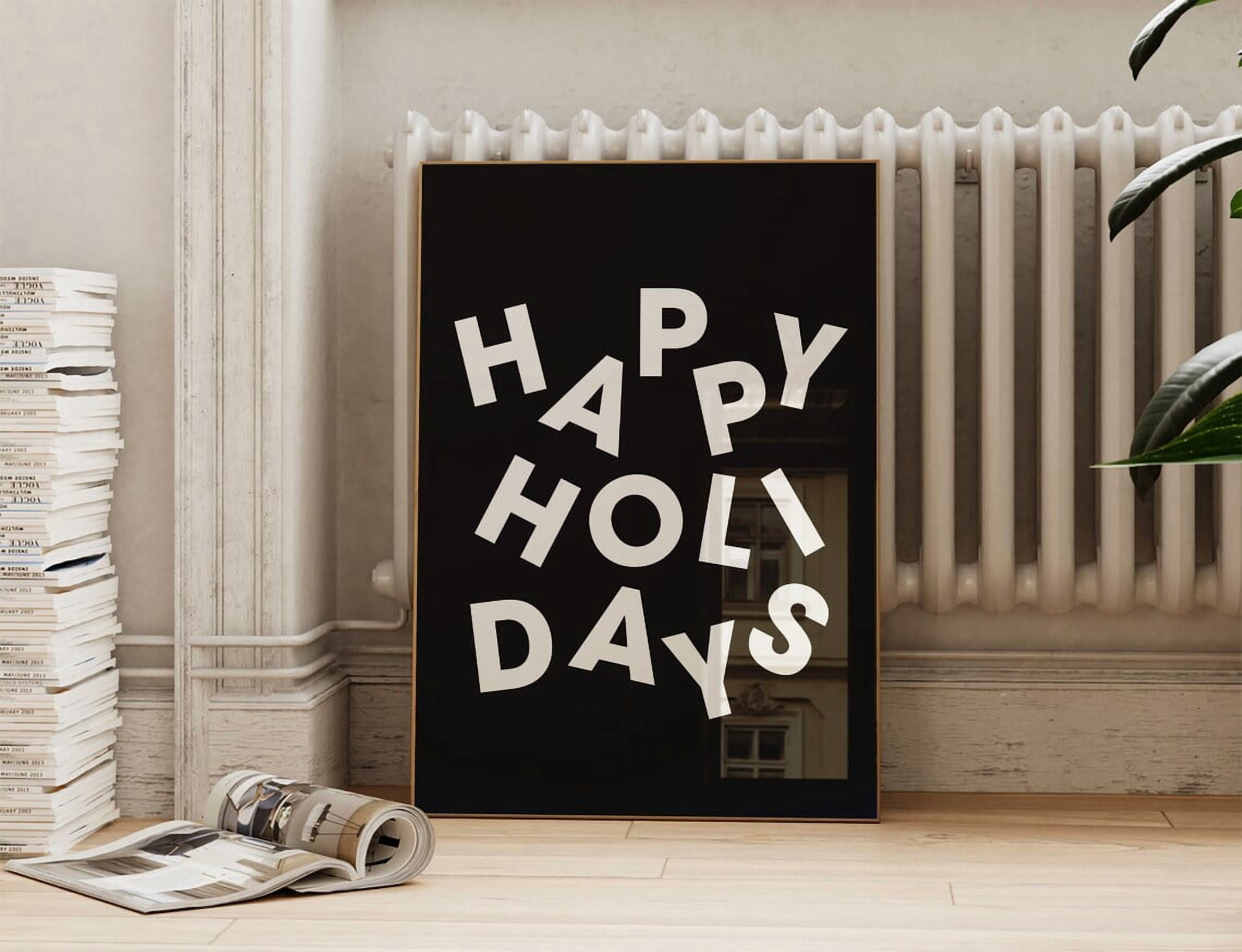 Miluva Happy Holidays Print Black White Wall Art Inclusive Typography ...
