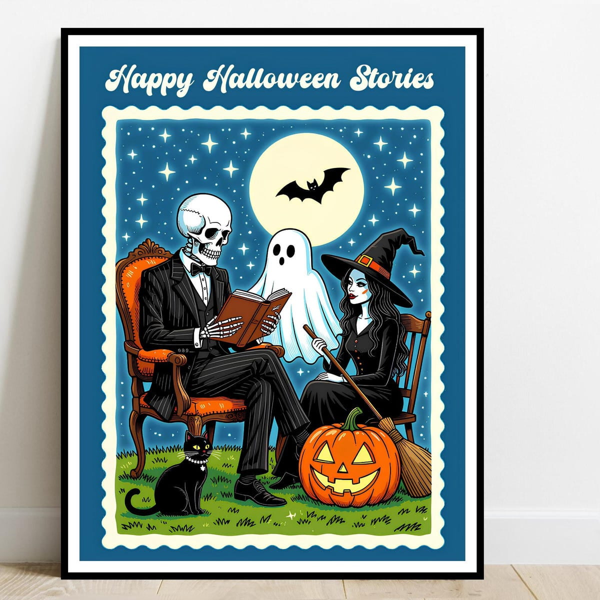 Miluva Happy halloween stories print retro halloween wall art poster ...