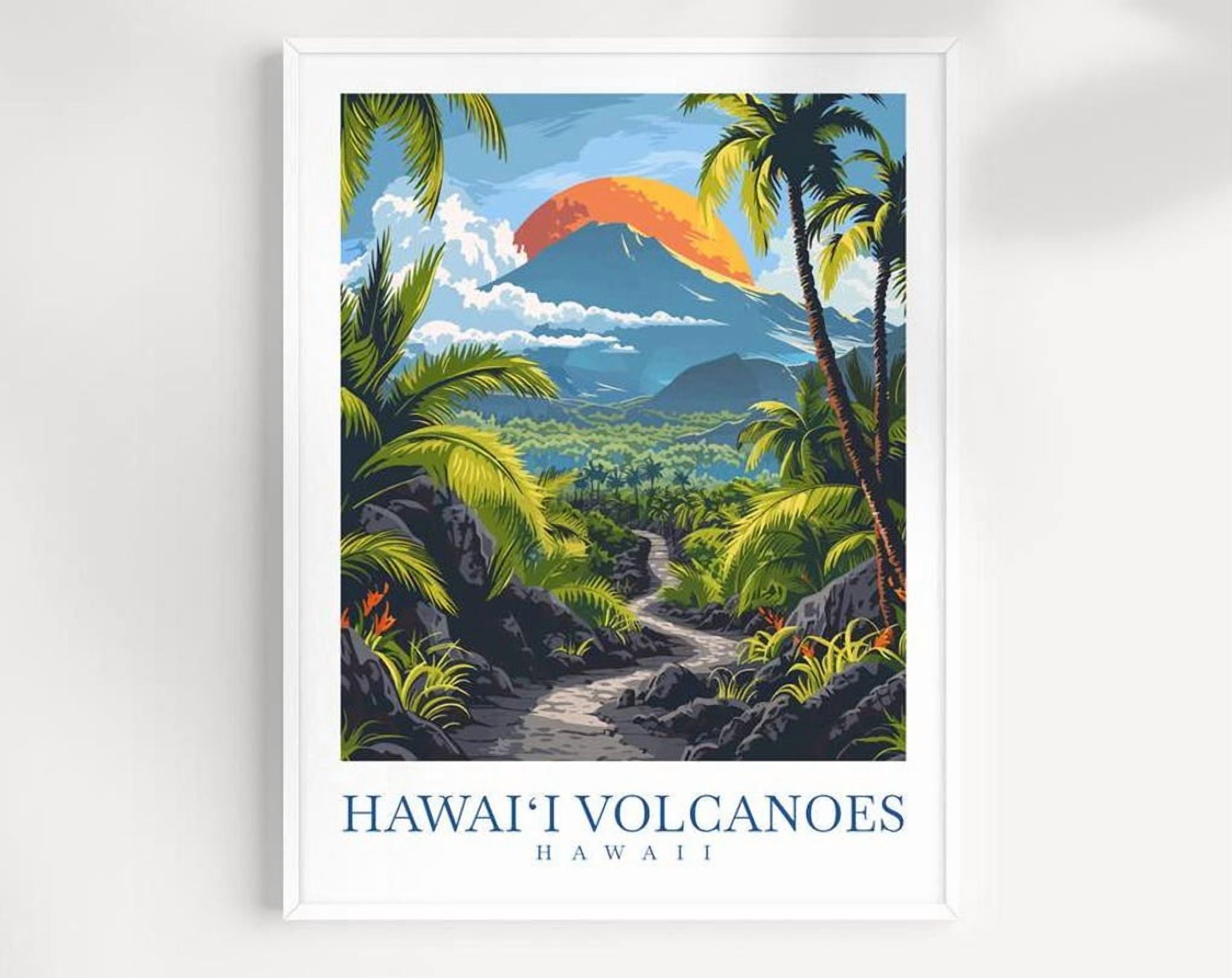 Miluva Hawai'I Volcanoes Travel Print Wall Art - Illustrated Lava ...
