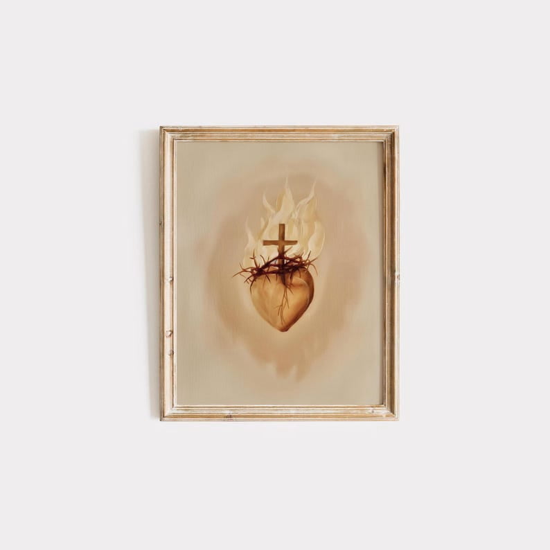 Miluva Heart On Fire Christian Wall Art Printable Jesus Art Christian ...