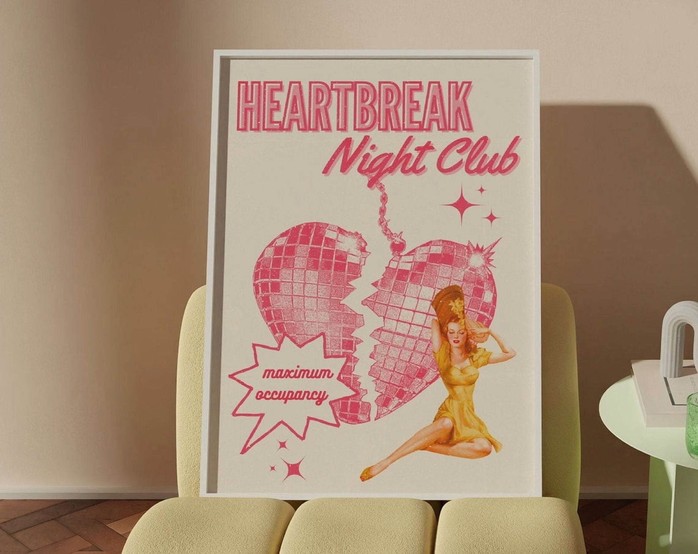Miluva Heartbreak Disco Poster, Retro Disco Collage, Girly Preppy Wall ...