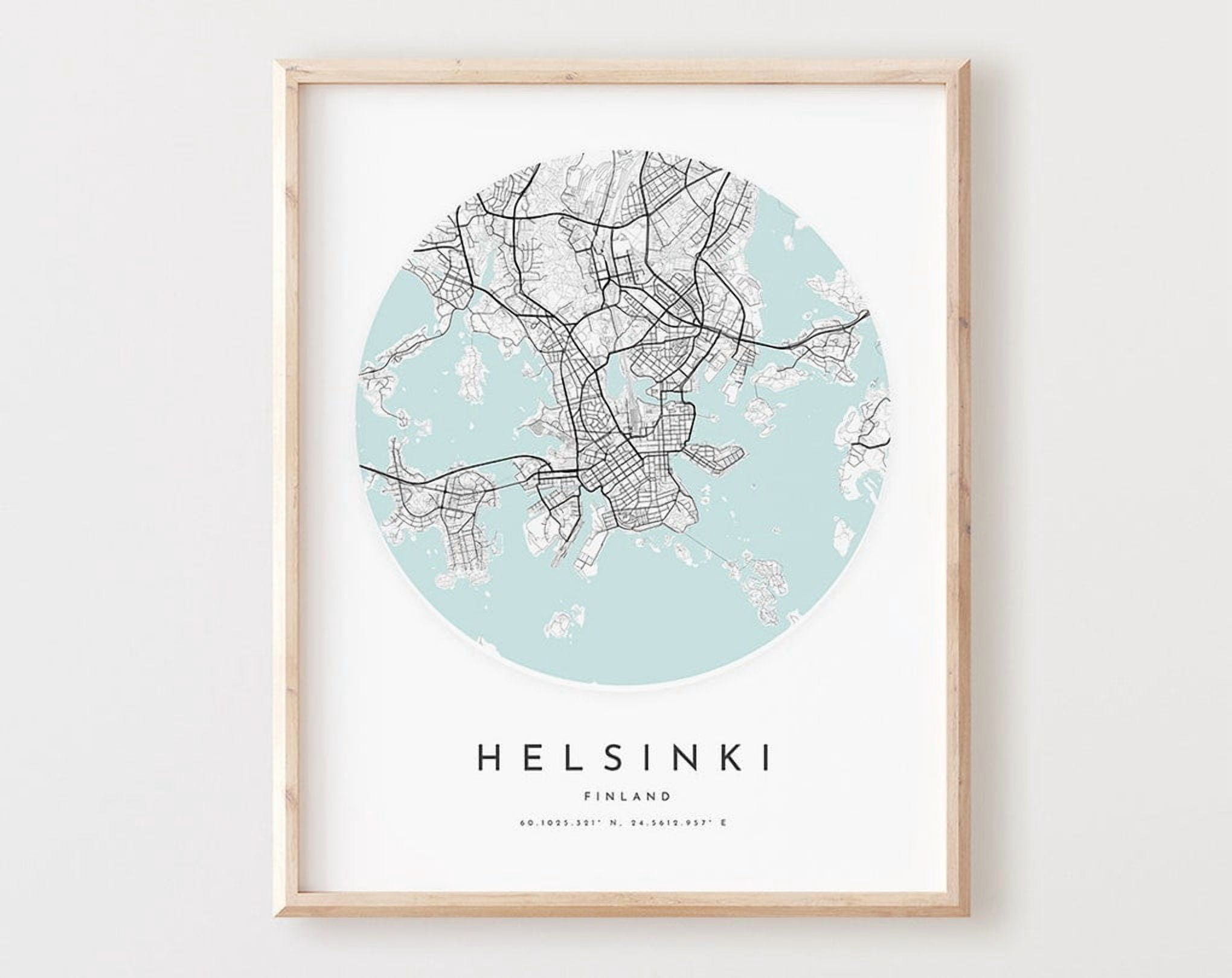 Miluva Helsinki Map Print, Helsinki Map Poster City Wall Art, Helsinki ...