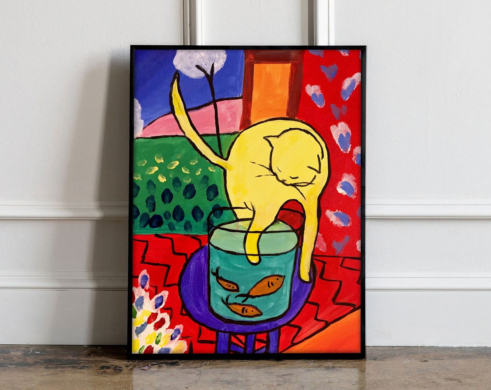 Miluva Henri Matisse Cat With Red Fish Poster, Henri Matisse Wall Art ...