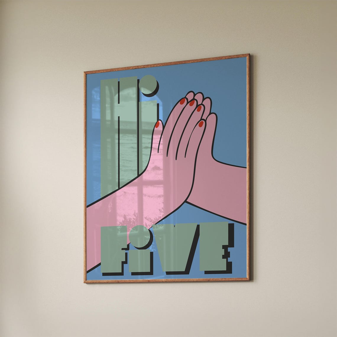 Miluva Hi Five Art Print, Typography Poster, Funky Wall Art Decor ...