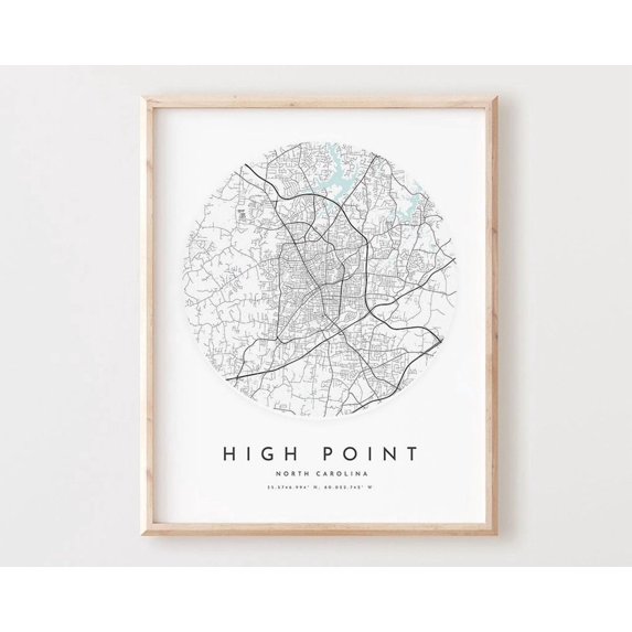 Miluva High Point Map Print, High Point Map Poster City Wall Art, Nc ...