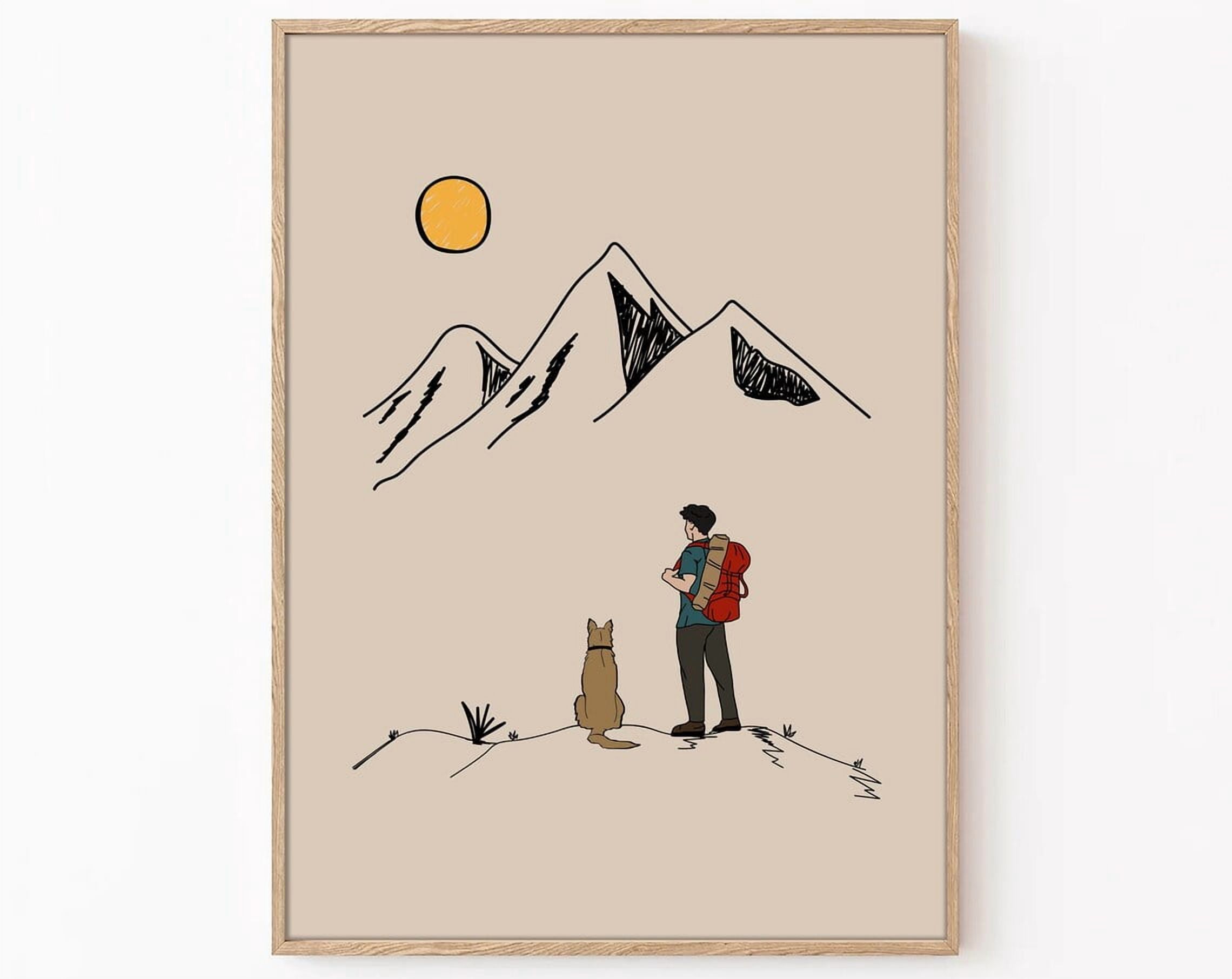 Miluva Hiking Poster, Man Trekking With A Dog Wall Art, Trekking Poster ...