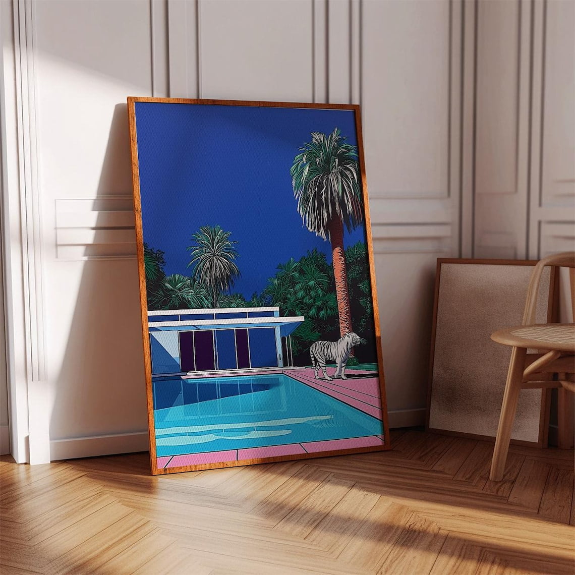 Miluva Hiroshi Nagai Miami Print, Tropical Retrowave Poolside Decor, Exotic Animals In Art ...