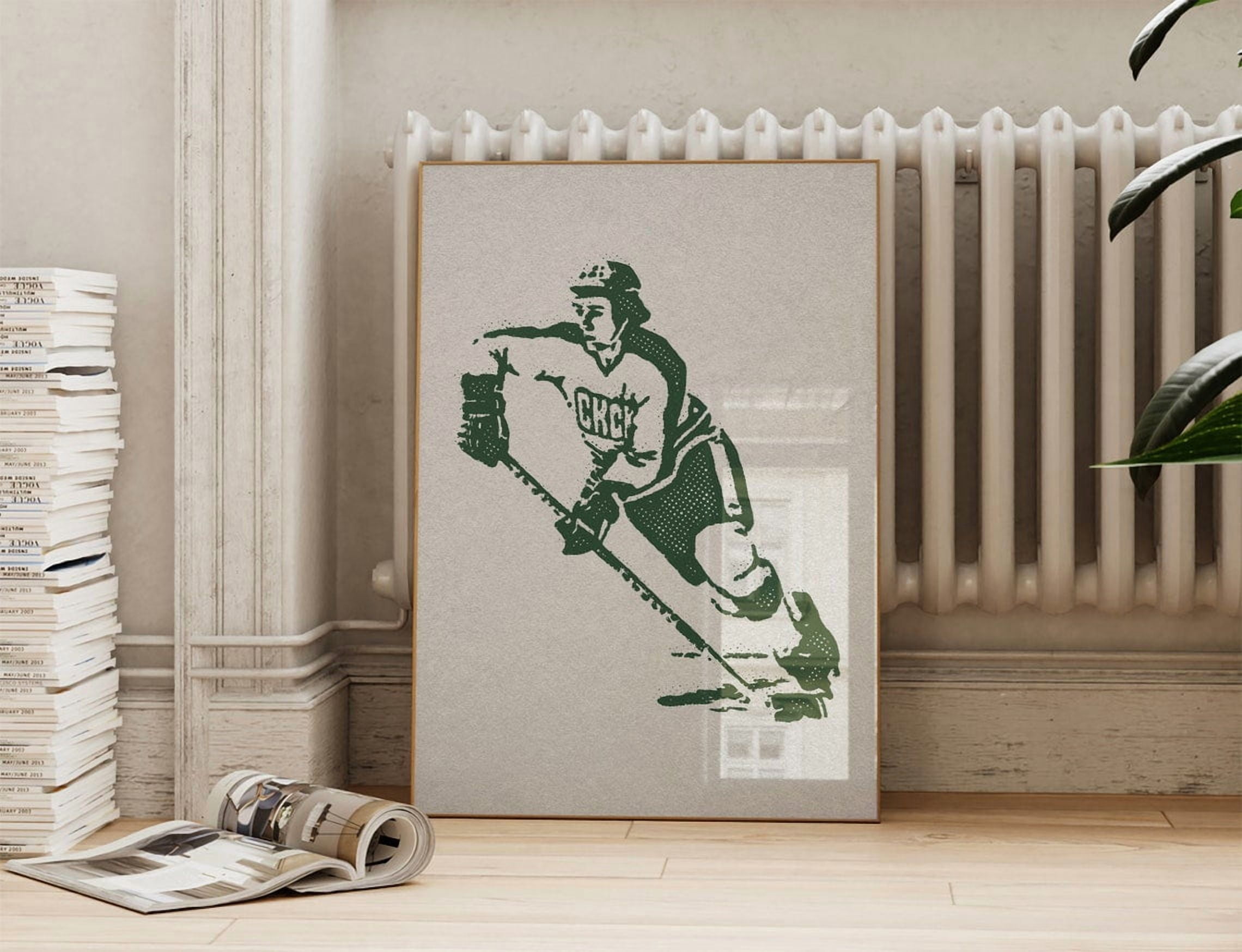 Miluva Hockey Player Poster Vintage Sports Prints Retro Halftone Gym ...
