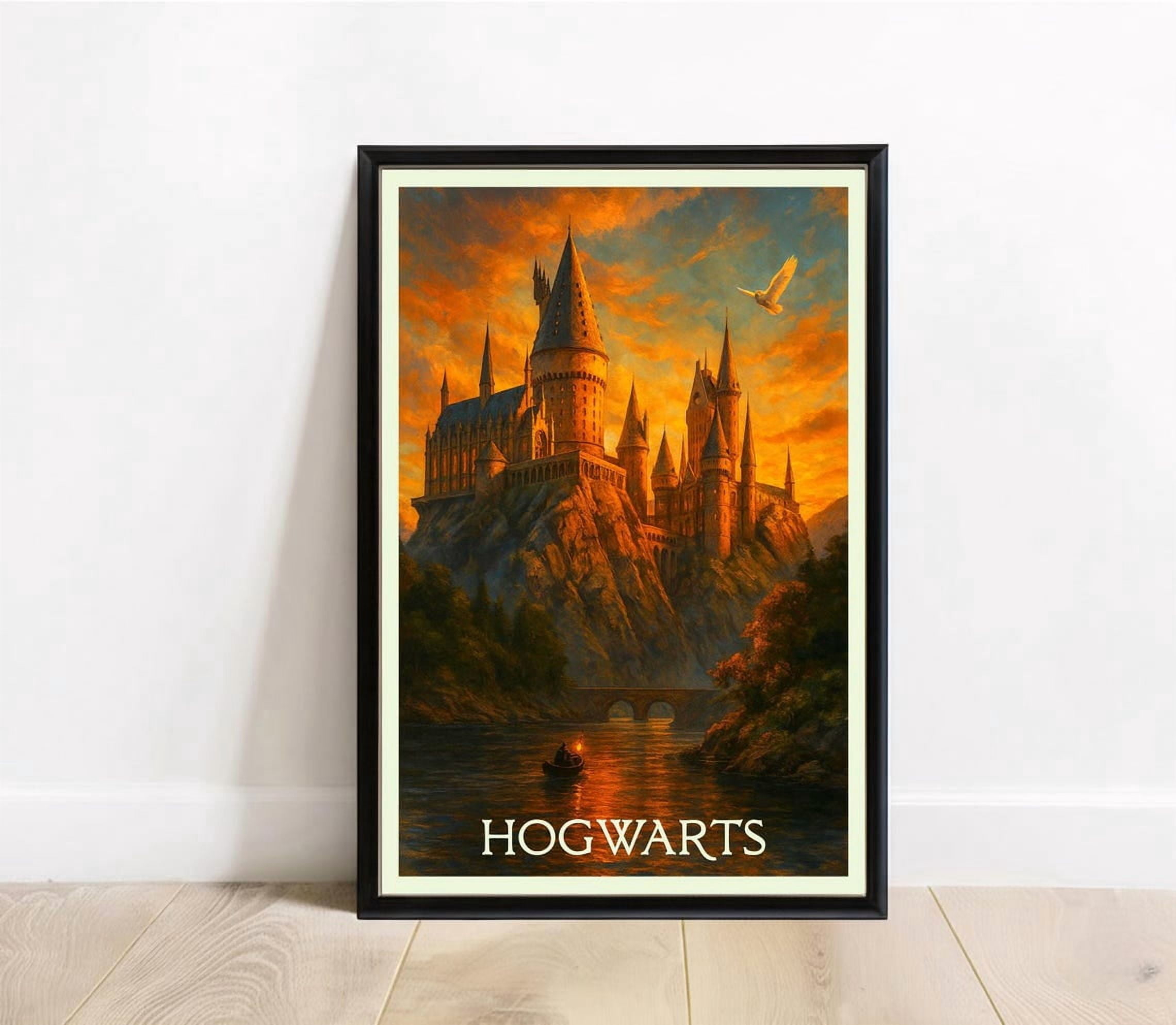 Miluva Hogwarts Travel Poster Print - Harry Potter Wizard Castle Wall ...