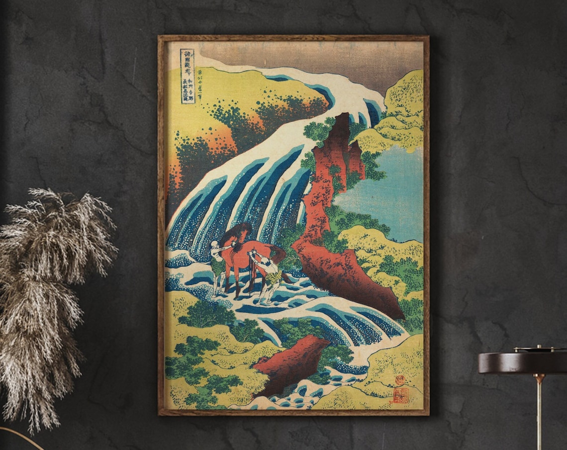 Miluva Hokusai Art Print, Waterfall Where Yoshitsune Washed His Horse ...
