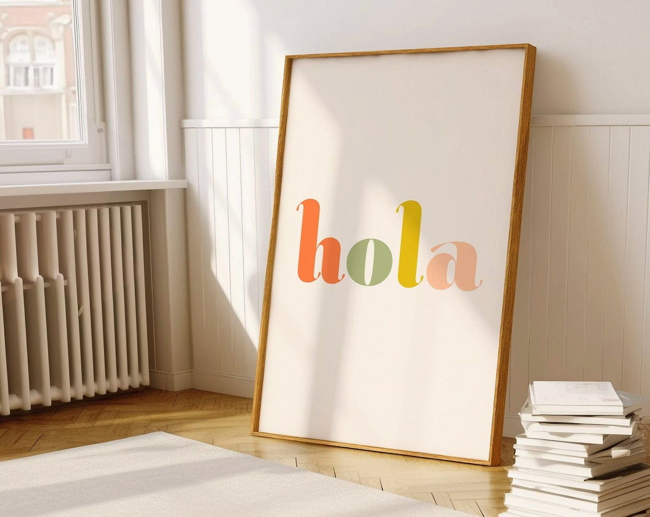 Miluva Hola Print, Hello Sign, Spanish Print, Dorm Wall Art, Entryway ...