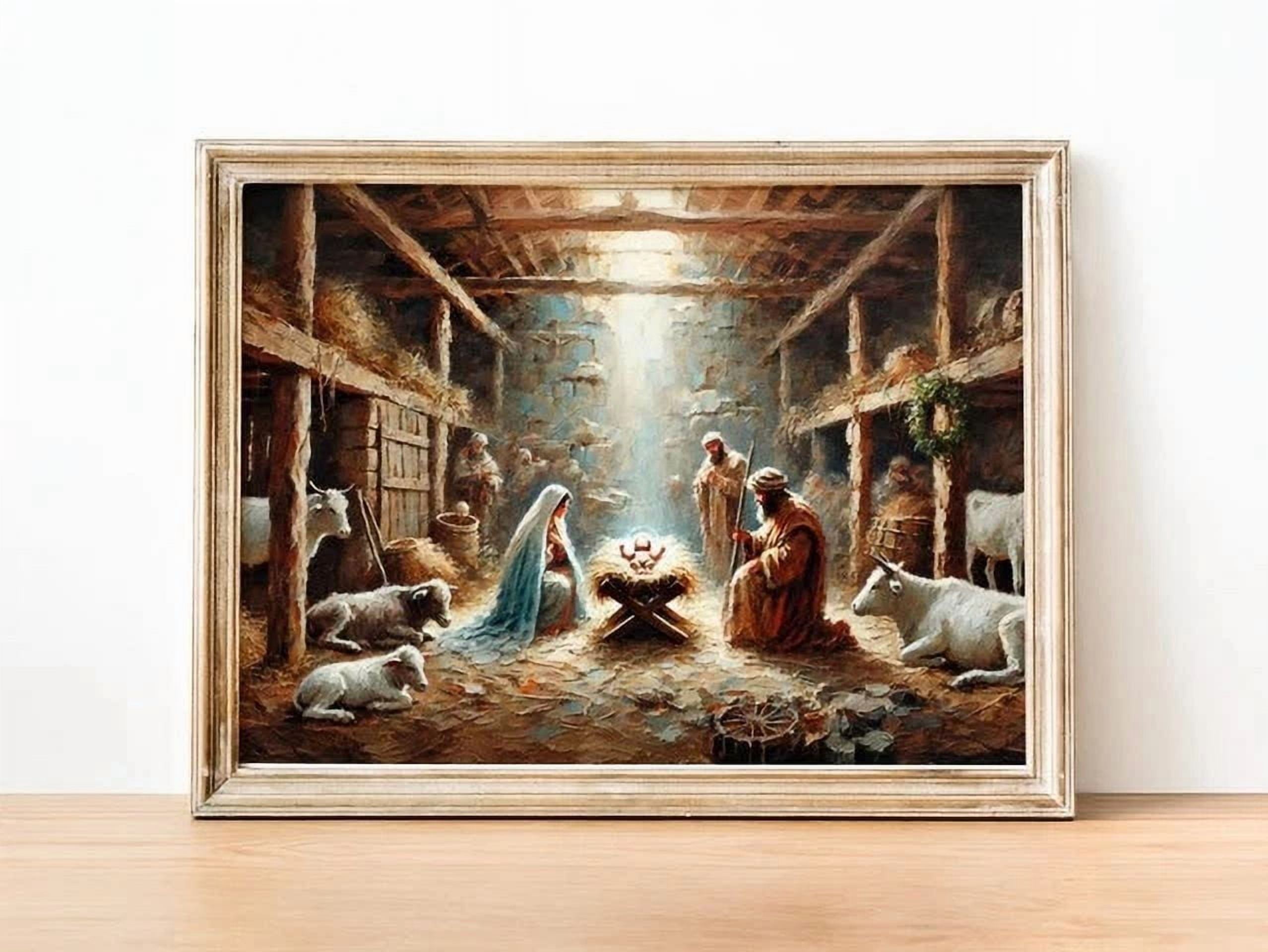 Miluva A Holy Night - Minimalist Nativity Scene, Birth Of Jesus, Mary Joseph And Jes Home Decor ...