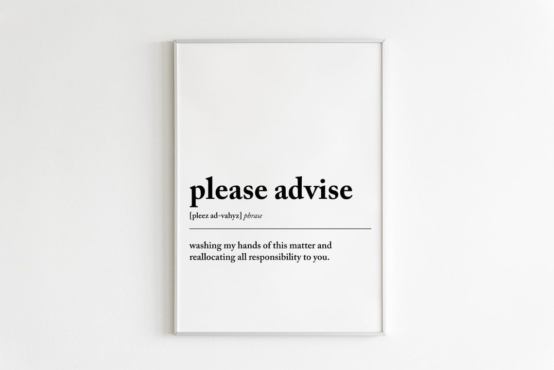 Miluva Home Office Art Please Advise Definition Print Home Office Decor ...