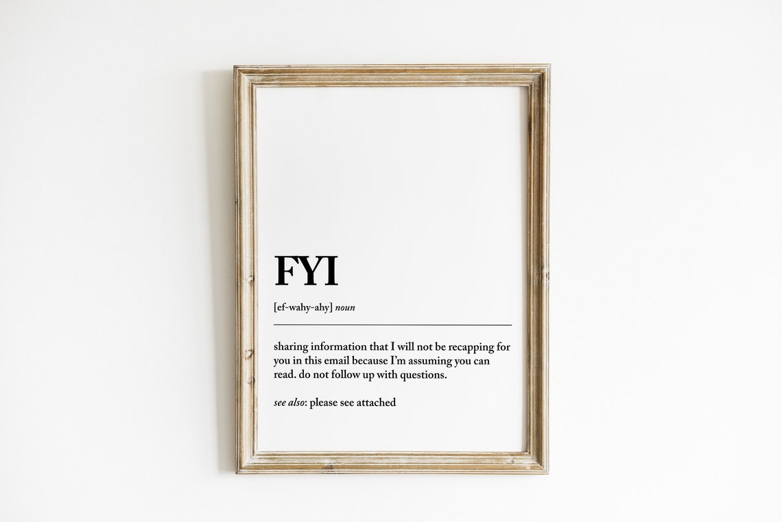 Miluva Home Office Wall Decor Fyi Definition Print Office Wall Art ...