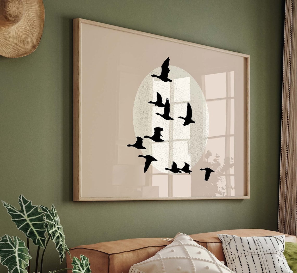Miluva Horizontal Birds Printable Wall Art, Flying Birds Art Poster ...