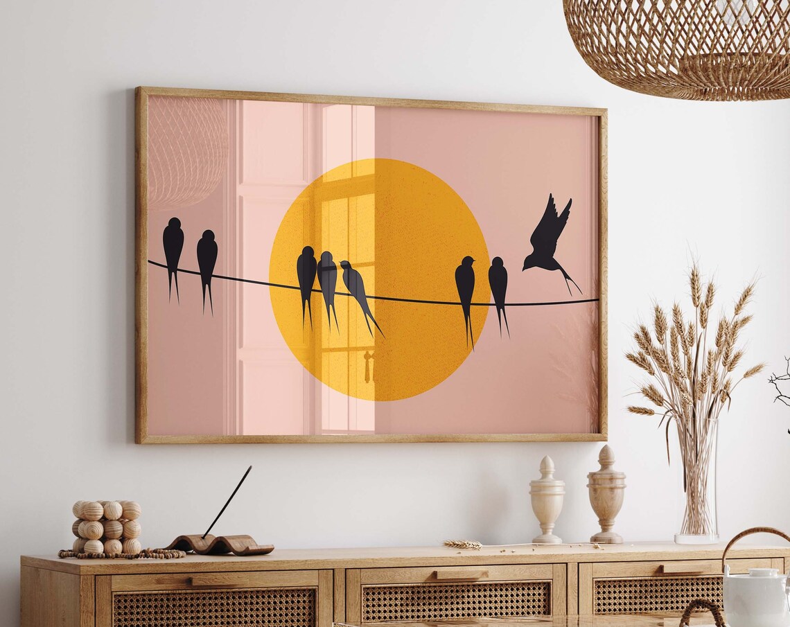Miluva Horizontal Birds Printable Wall Art, Flying Birds Art Poster ...