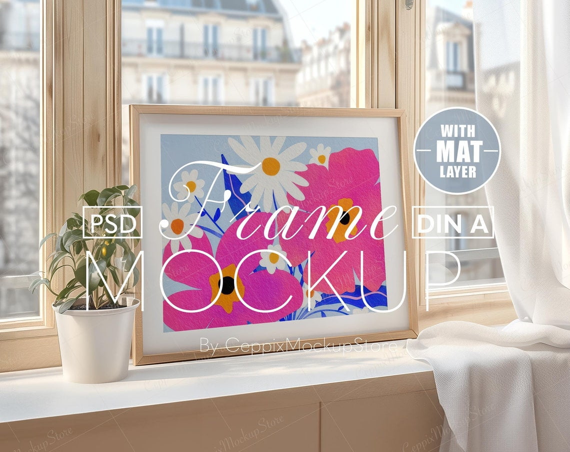 Miluva Horizontal Frame Mockup, Leaning On Window, Landscape Psd ...