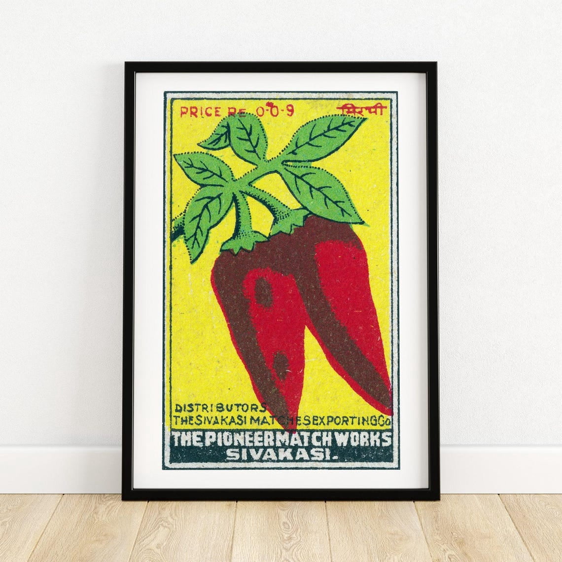 Miluva Hot Chilli Peppers - Matchbox Print - India Wall Art - Vintage ...