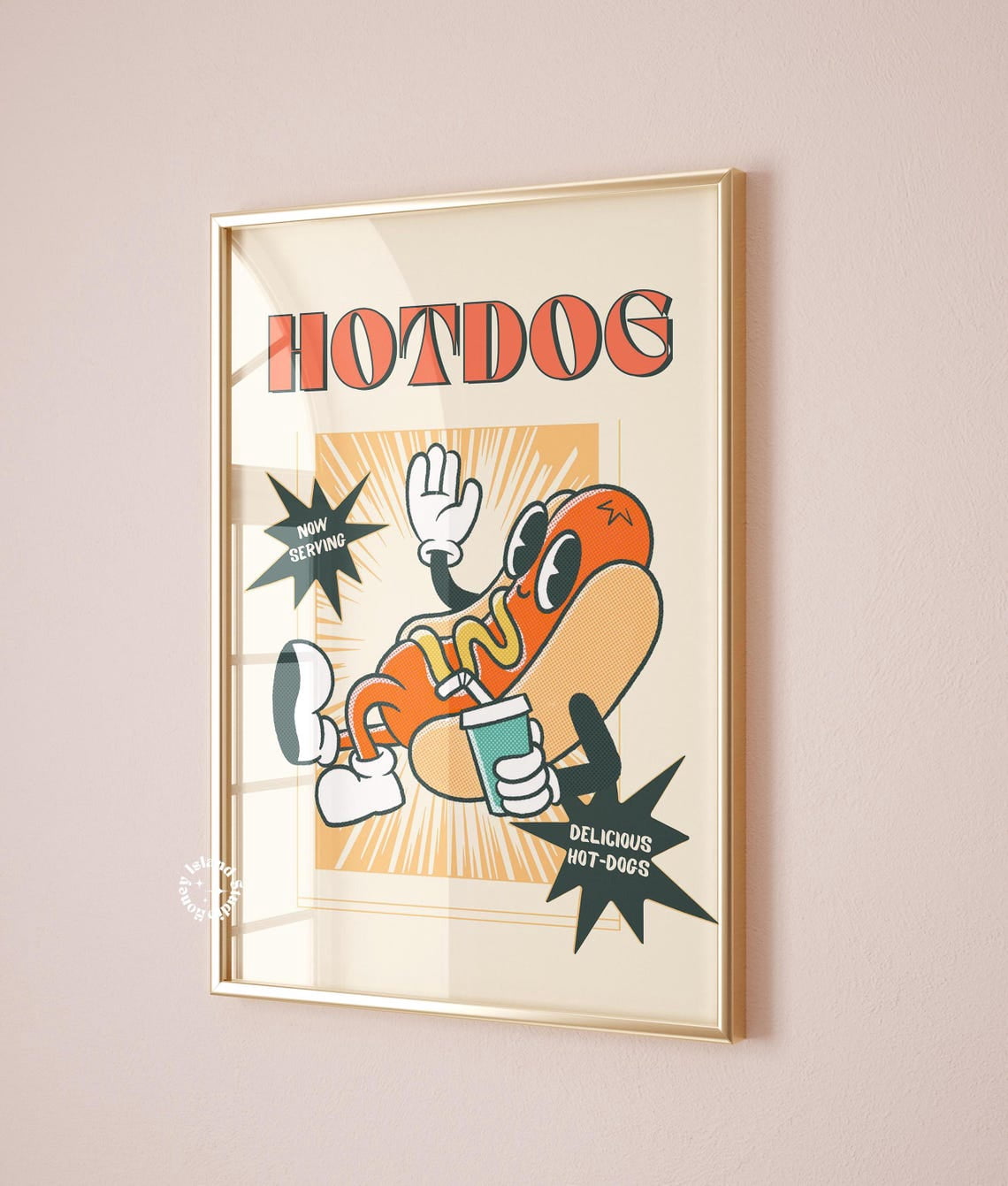Miluva Hot Dog Poster, Hot Dog Print, Retro Kitchen Decor, Retro ...