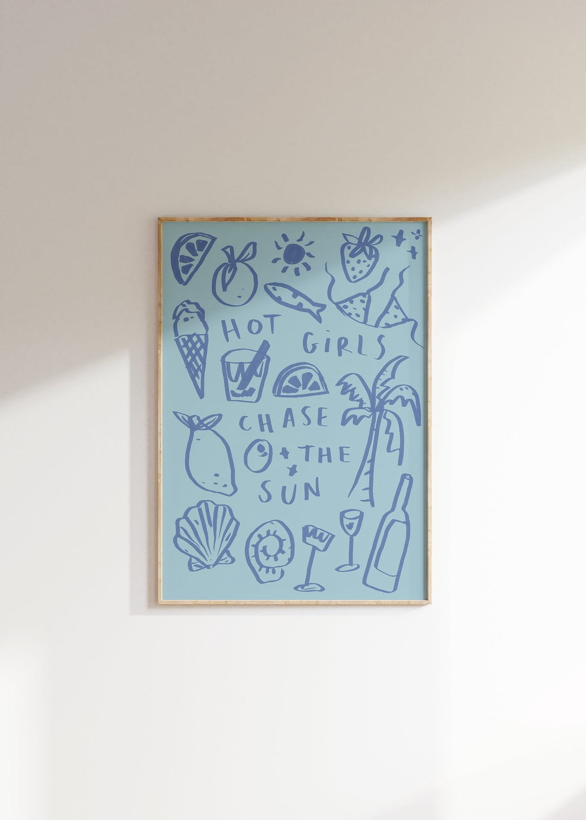 Miluva Hot Girls Chase The Sun Wall Print Summer Days Poster Summery ...