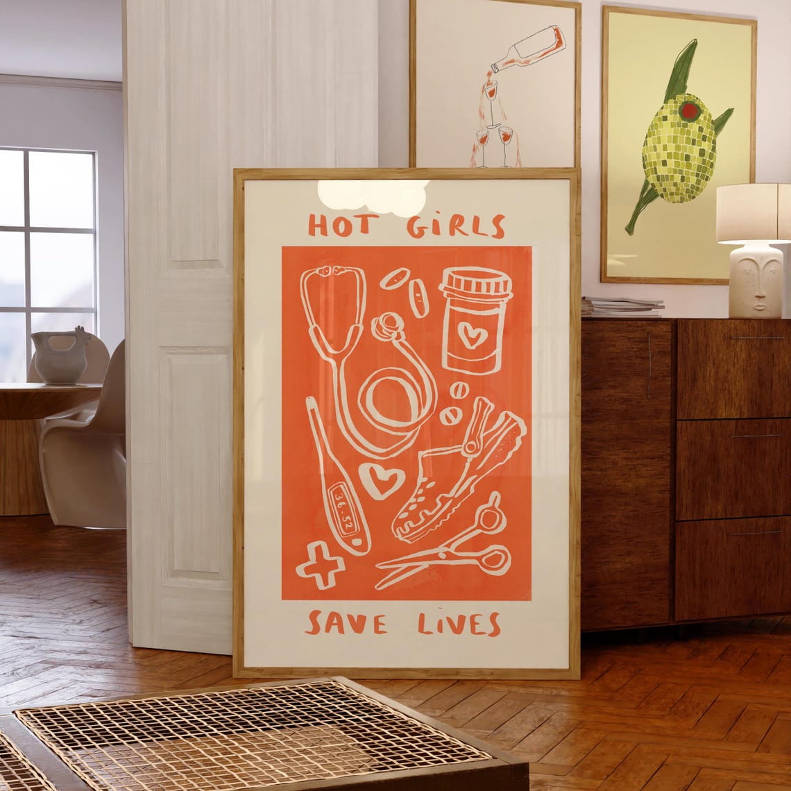 Miluva Hot Girls Save Lives Wall Print Healthcare Illustration Nhs Poster Nurse Wall Art Doctor ...