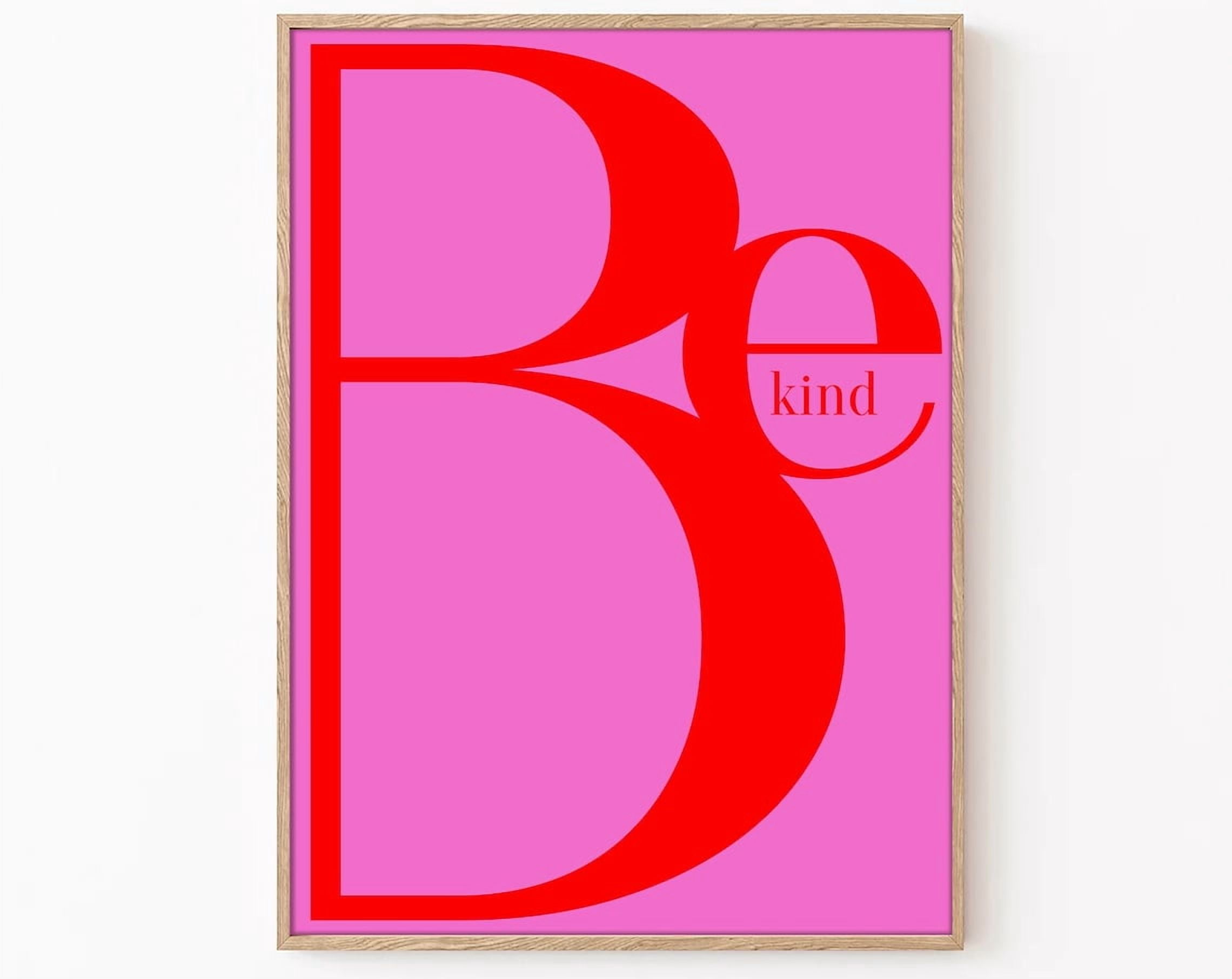 Miluva Hot Pink Poster, Be Kind Quote Print, Trendy Retro Decor, 70'S ...