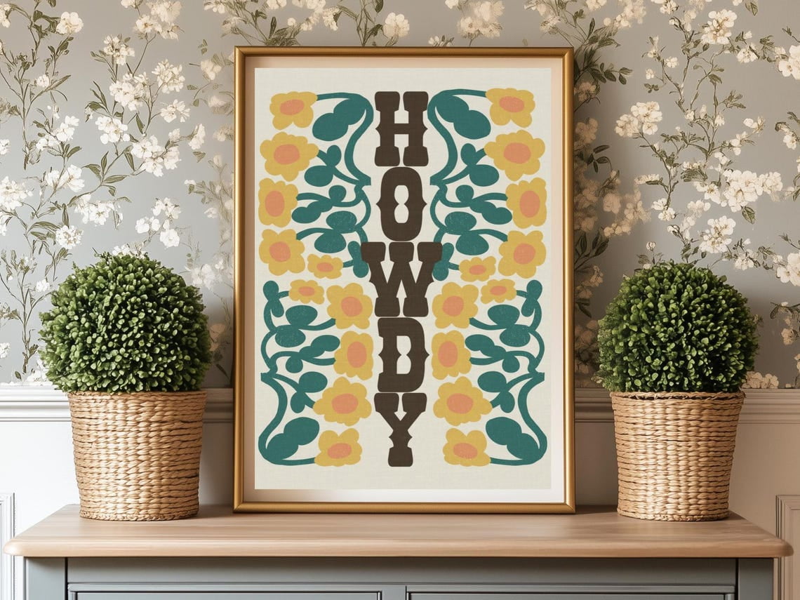 Miluva Howdy Art Print, Country Farmhouse Cowboy Core Wall Decor ...